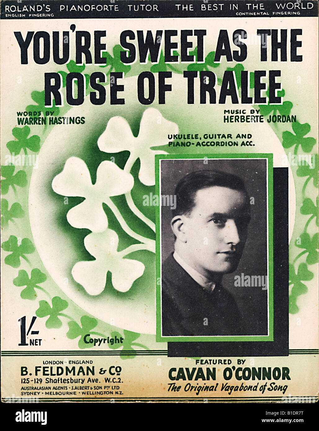 Sweet as the Rose of Tralee Music sheet cover for a 1940s sentimental ...