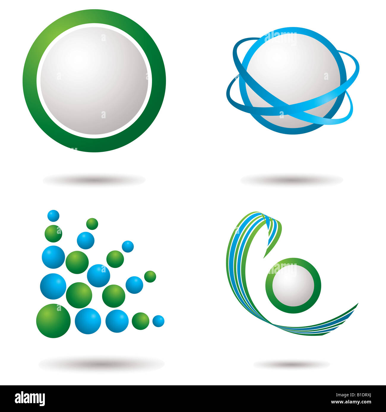 Collection of fresh green and blue icons with shadow Stock Photo - Alamy