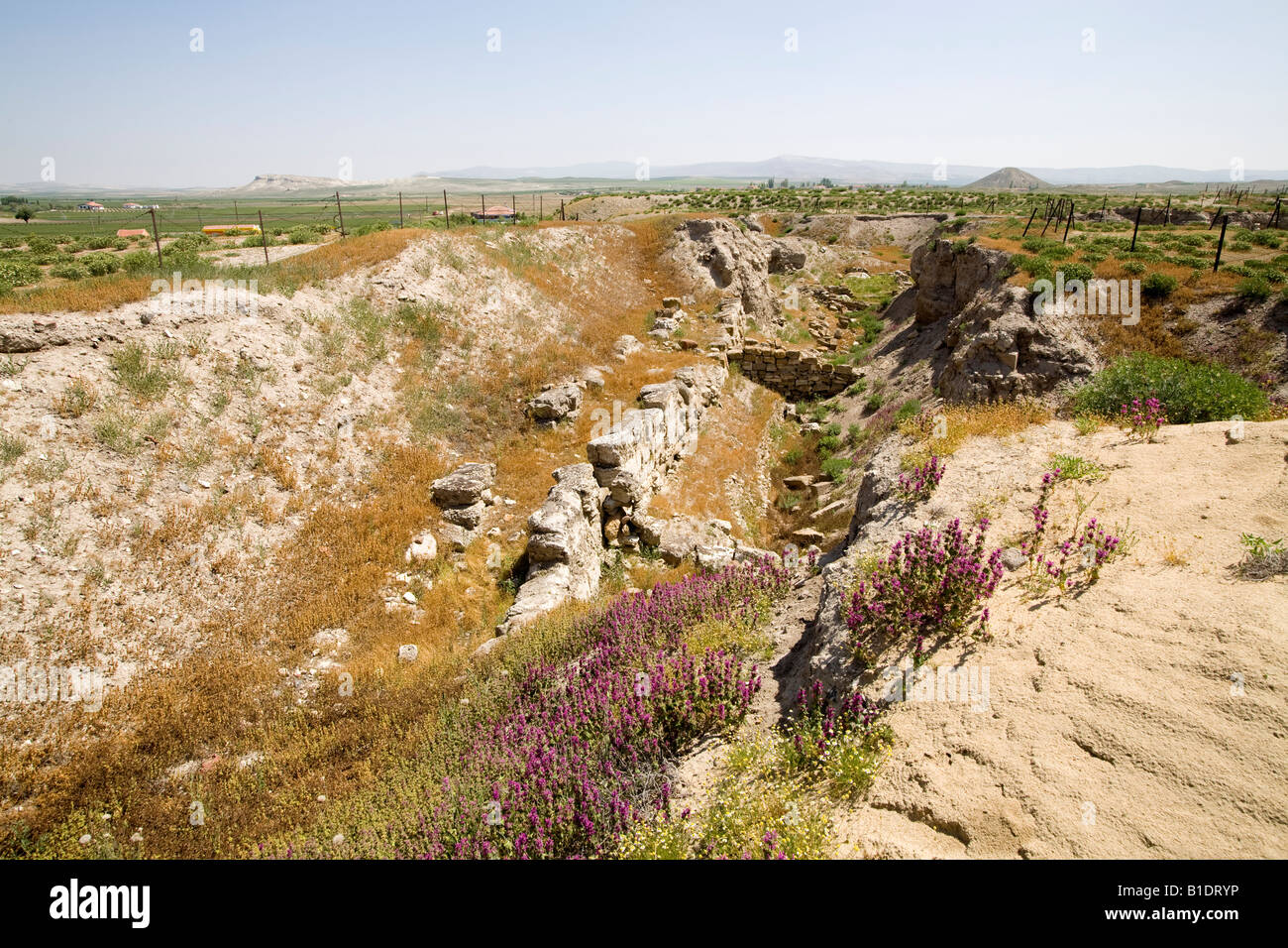 View of the capital of ancient Phyrgia, Gordion, with mound of Midas ...