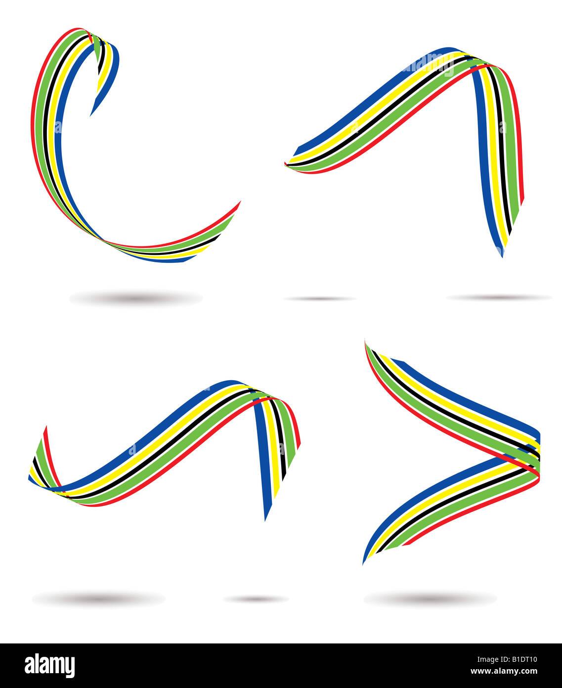 Collection of olympic coloured ribbons with drop shadow Stock Photo - Alamy