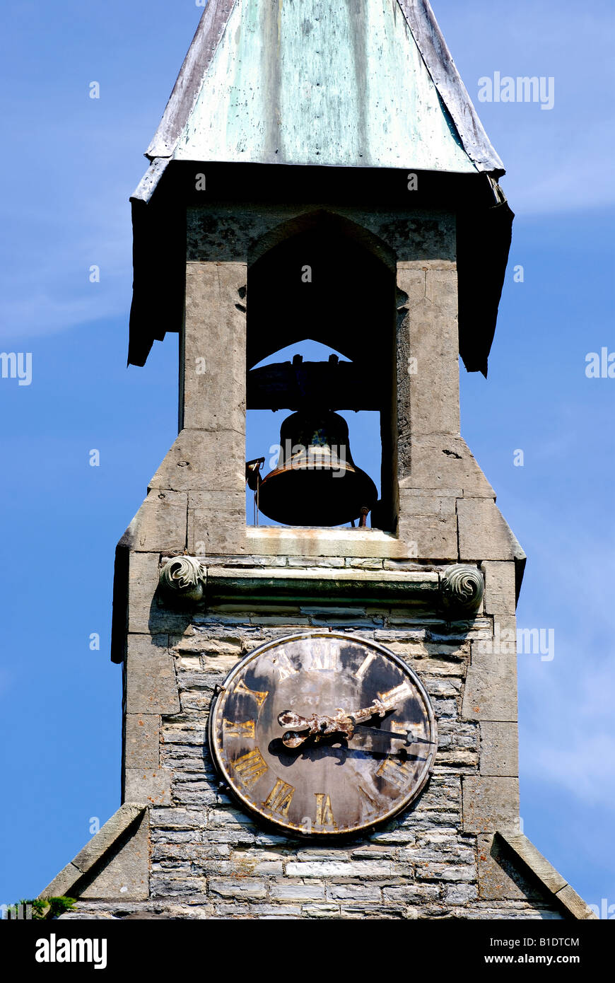 Bell turret and clock, St. Giles Church, Exhall, Warwickshire, England ...