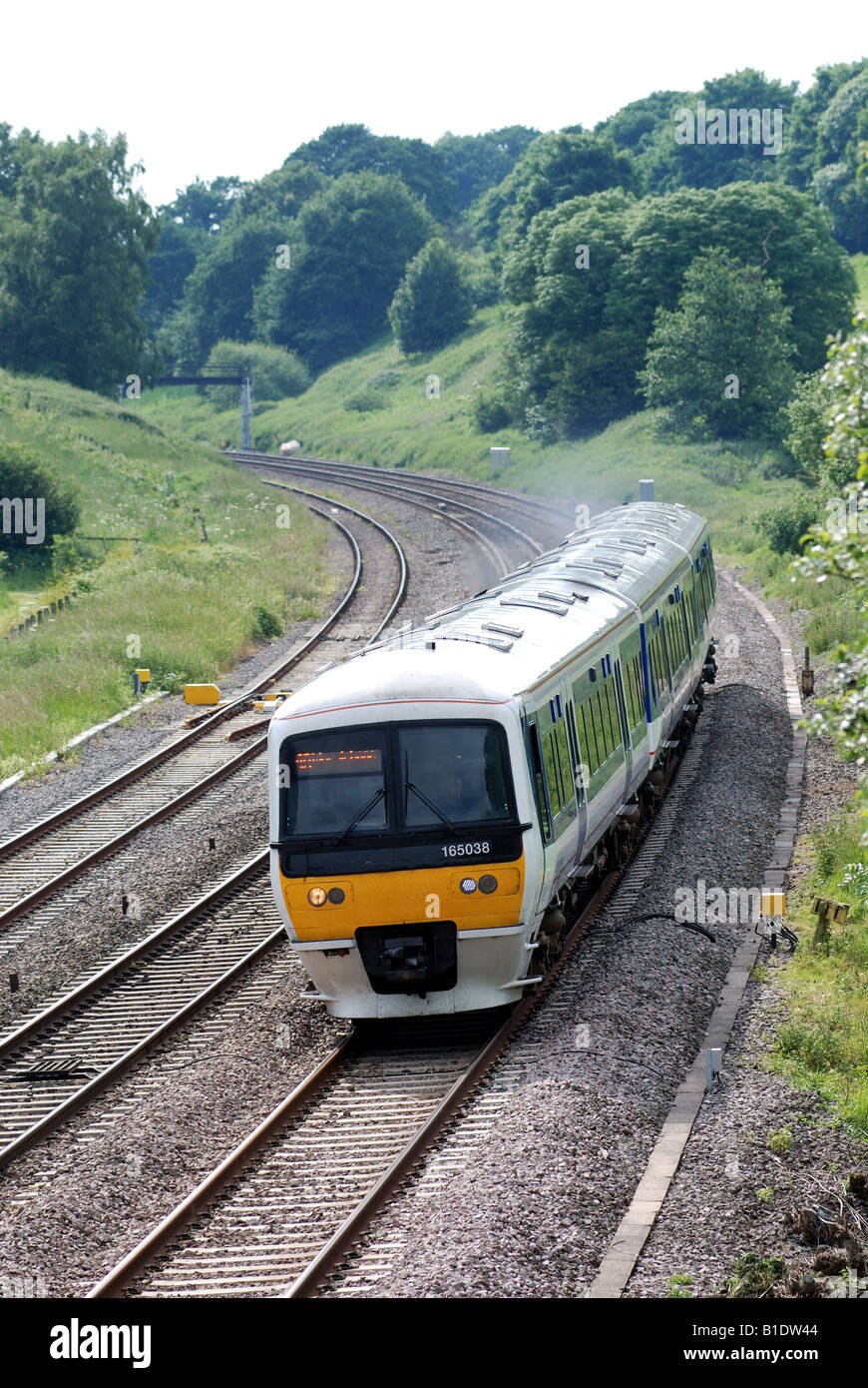 Chiltern Railways diesel train at Hatton Bank, Warwickshire, England ...