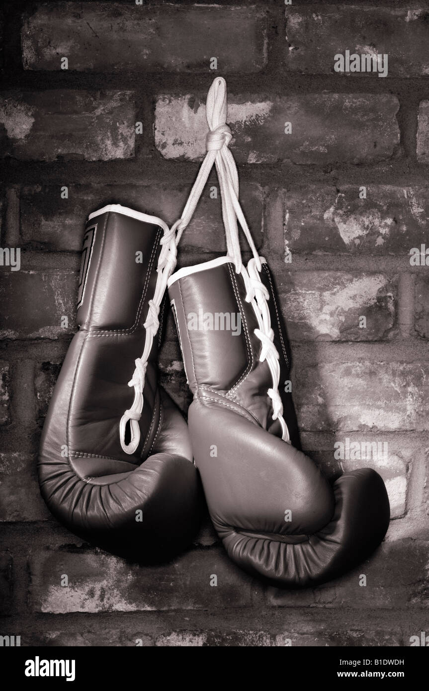 Hanging boxing gloves hi-res stock photography and images - Alamy