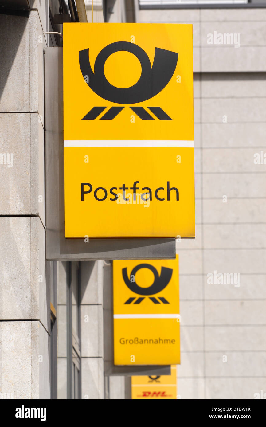 Postfach Berlin Germany main post office post box postal service sign ...