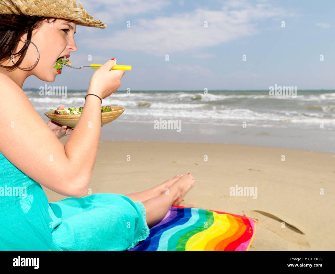 Woman eating tuna salad hi-res stock photography and images - Alamy