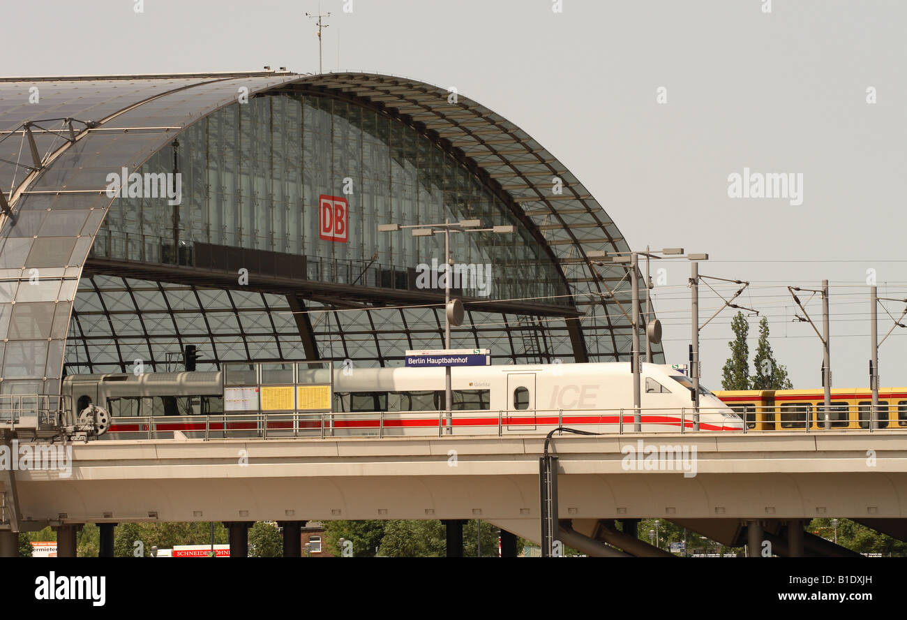 Berlin Germany high speed Deutsche Bahn ICE train at the modern main ...