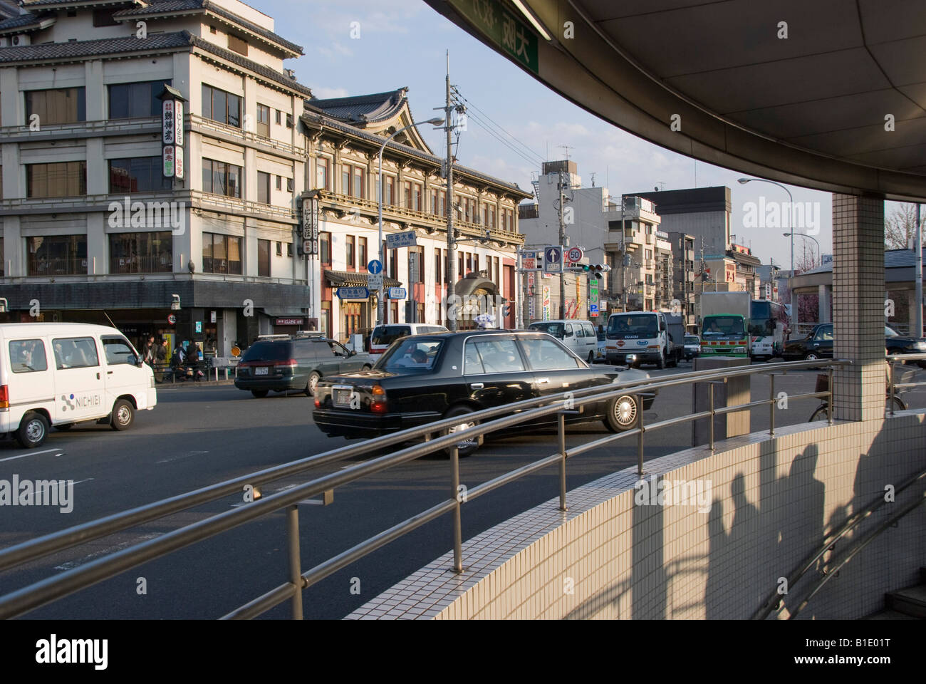 Kyoto, Japan. The entrance to Keihan Shijo metro (underground) station ...