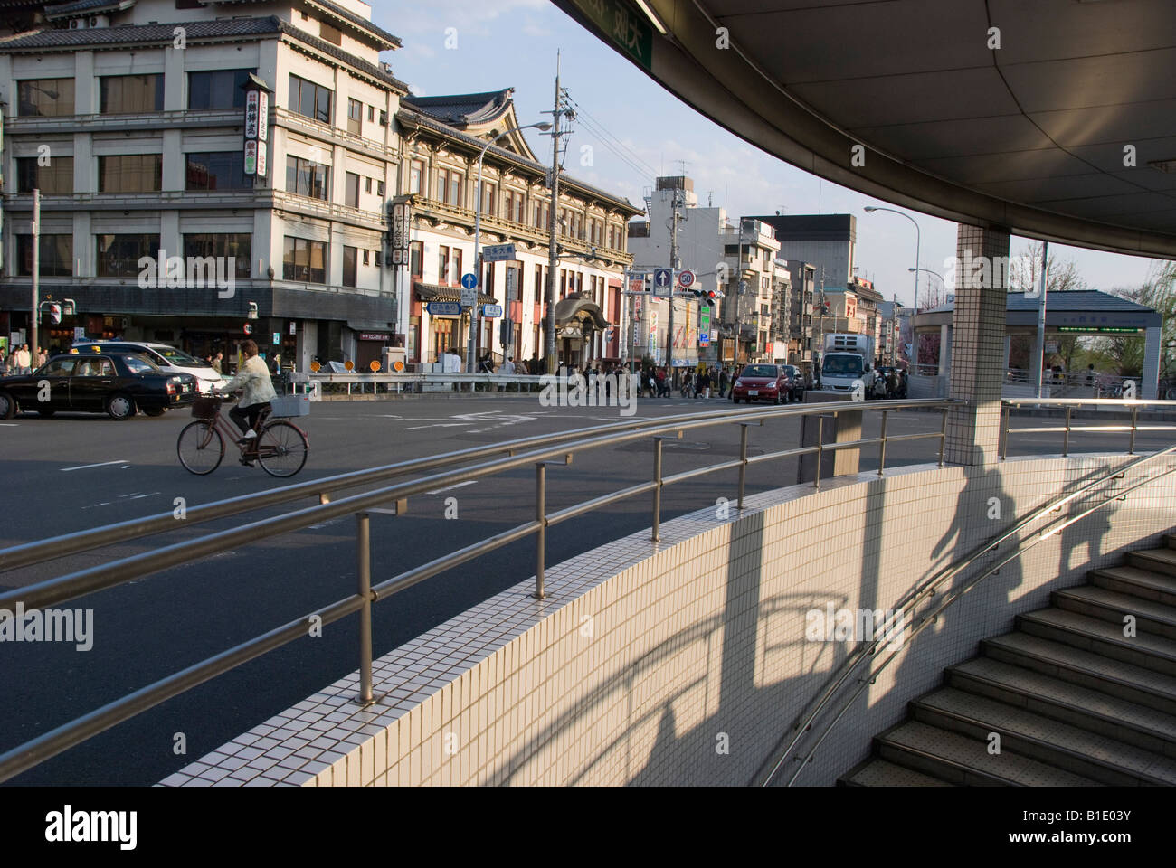 Kyoto, Japan. The entrance to Keihan Shijo metro (underground) station ...