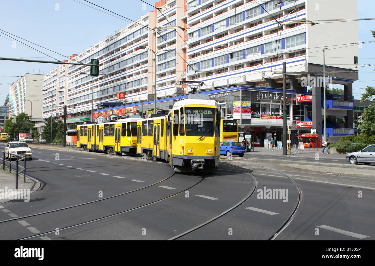 Berlin Germany yellow BVG tram service network on the Karl Liebknecht ...