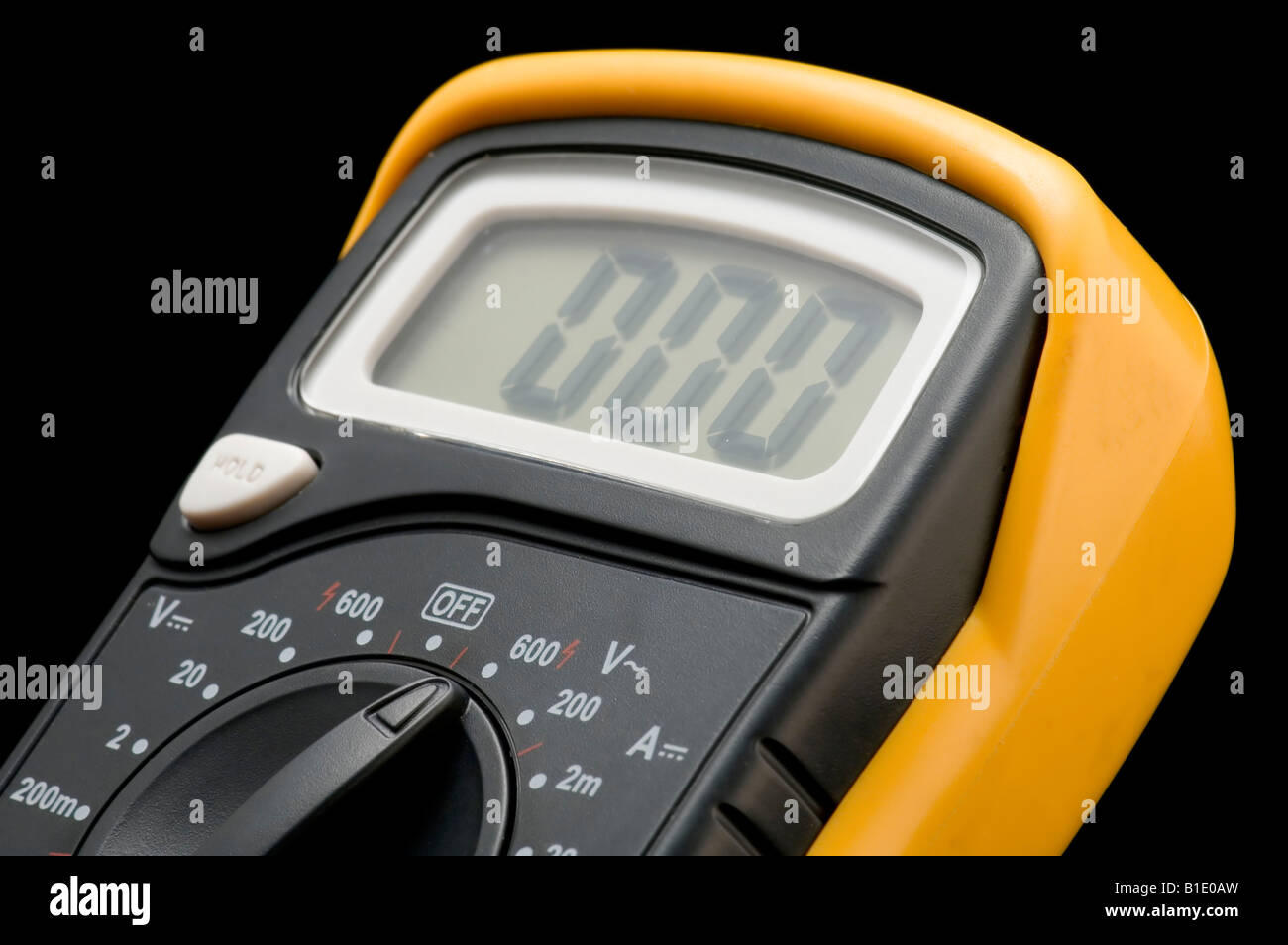 object on black electrical measurement Digital multimeter Stock Photo ...