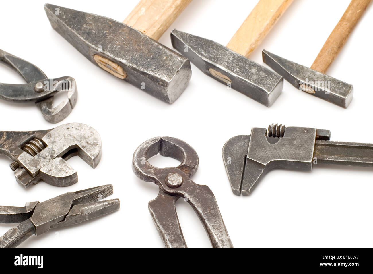 object on white tool monkey wrench with pliers Stock Photo - Alamy