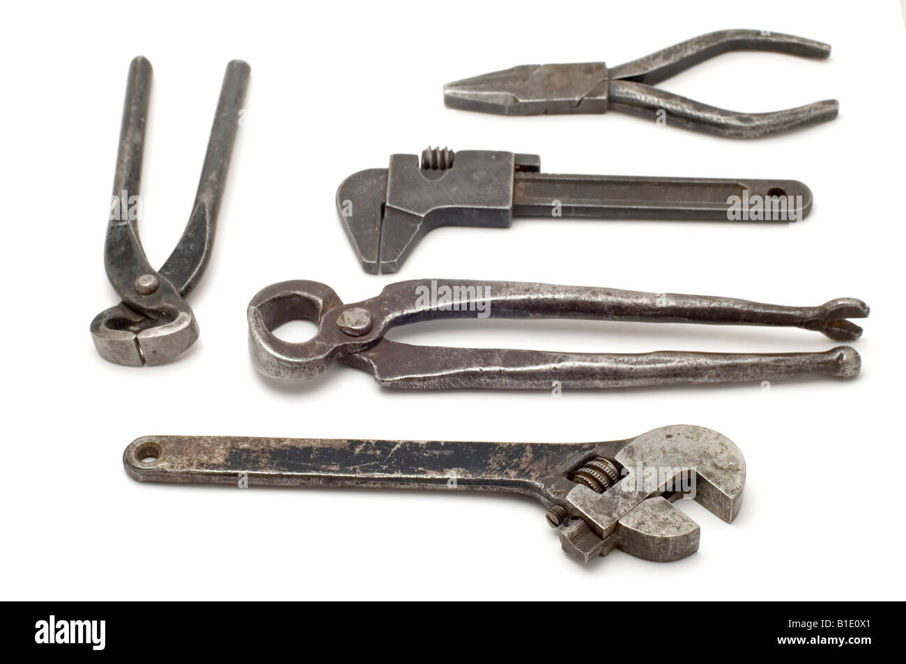 object on white tool monkey wrench with pliers Stock Photo - Alamy