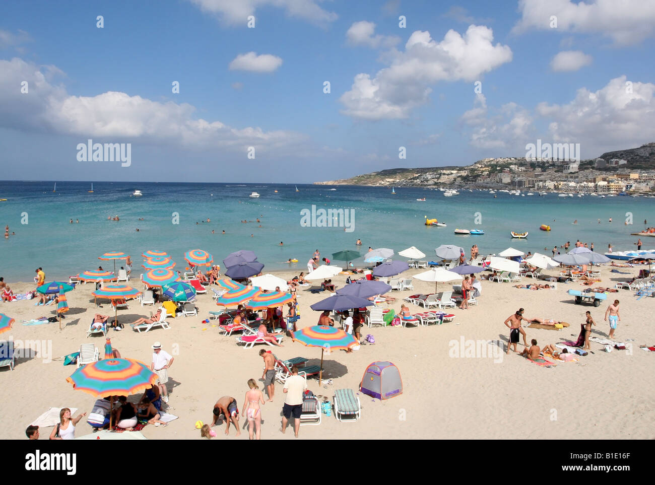 Hot sunny day at the beach Malta Stock Photo - Alamy