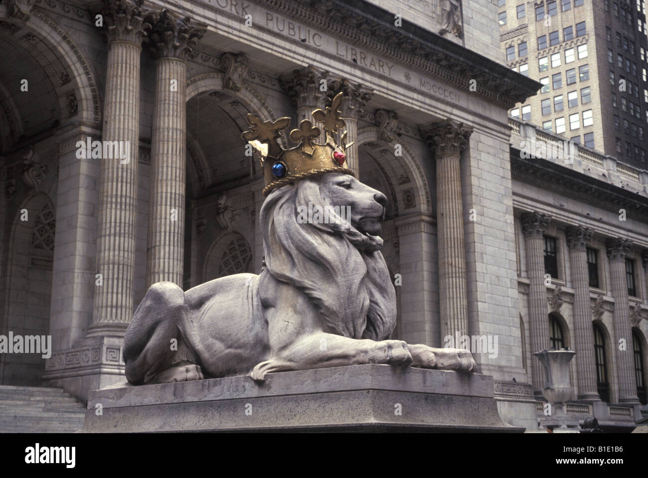 One of the famous NY Public Library lions crowned during a special ...