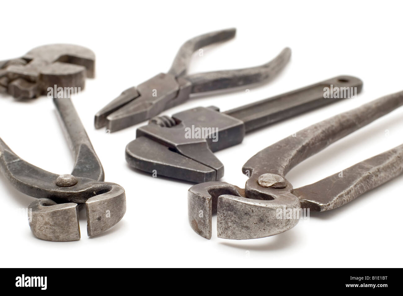 object on white tool monkey wrench with pliers Stock Photo - Alamy