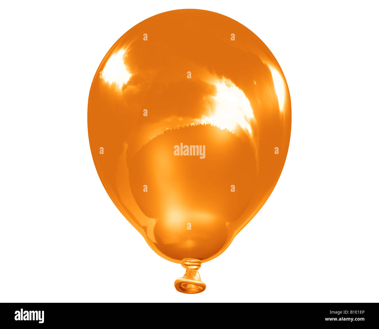 3d illustration of a single isolated reflective orange balloon Stock ...
