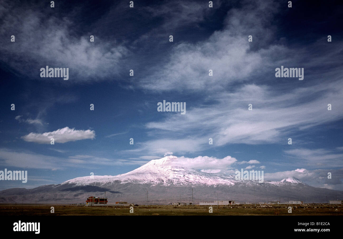 View of stratovolcano Mt Ararat, which is Turkey's highest peak at ...