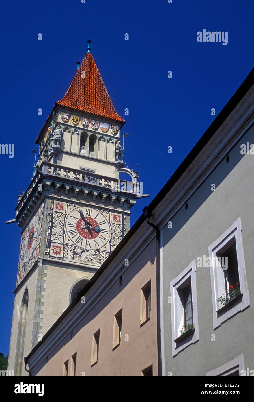 clock tower, Town Hall, Rathaus, Rathausplatz, Old City, Die Altstadt ...