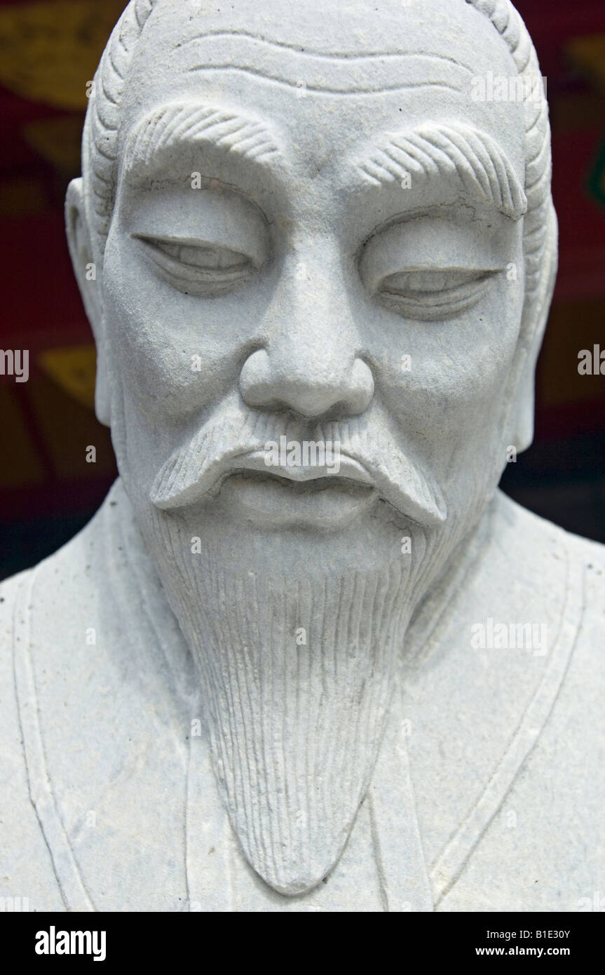 Close up of a Statue of a Chinese Philosopher in the Confucius Shrine ...