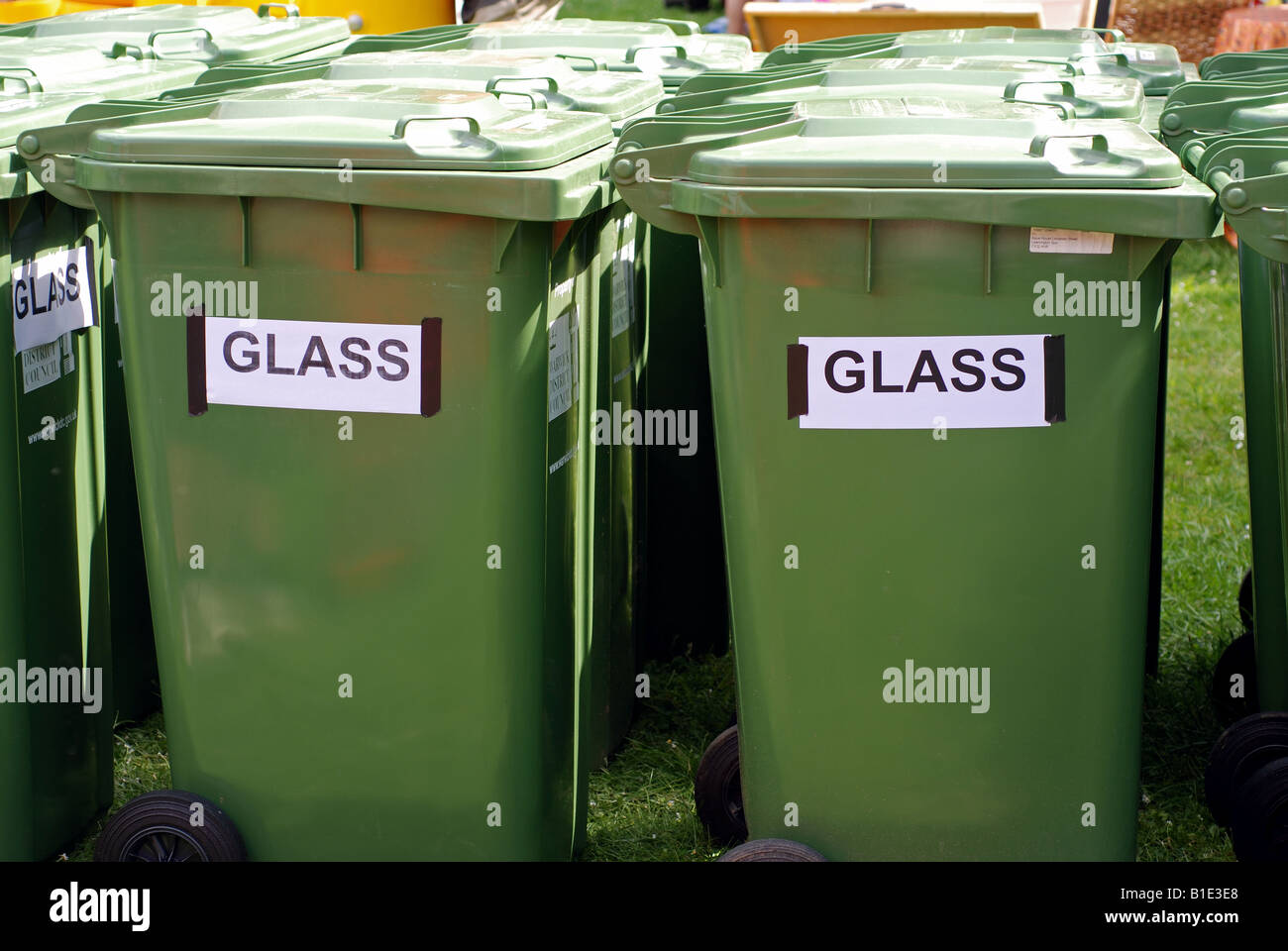Glass recycling bins, UK Stock Photo - Alamy