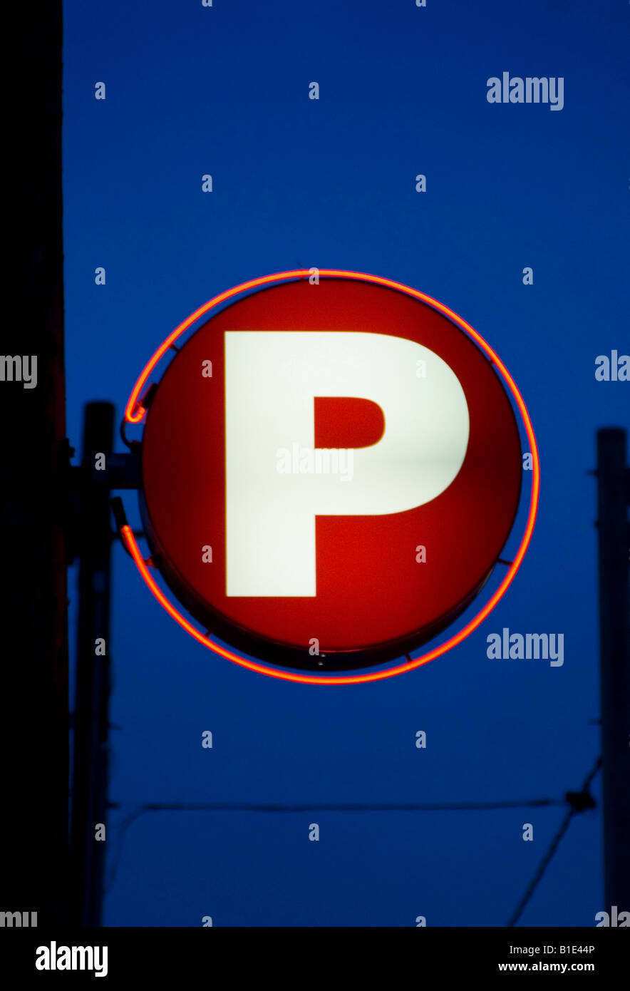 neon sign parking Stock Photo - Alamy