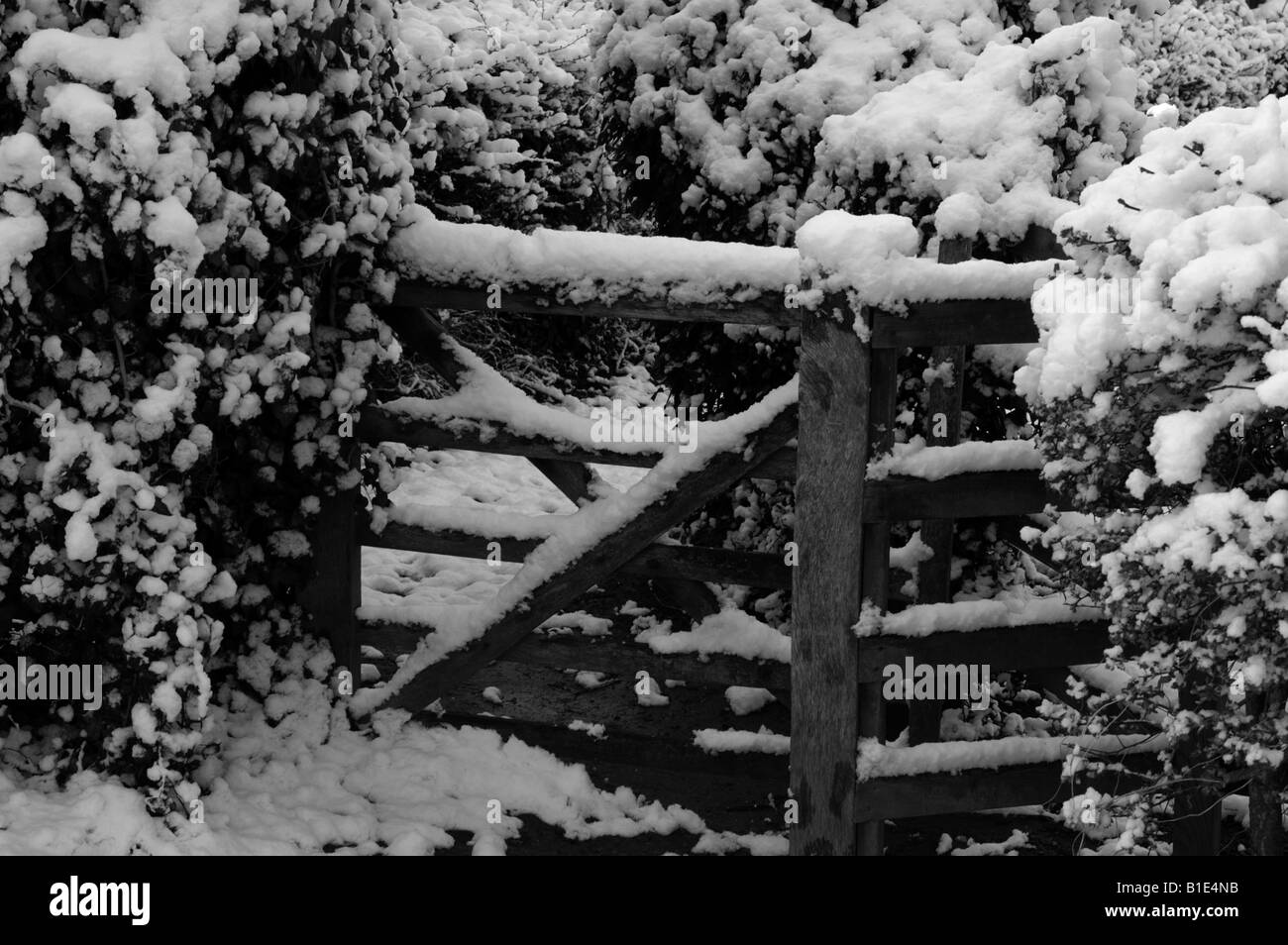 Gate in Snow Stock Photo - Alamy
