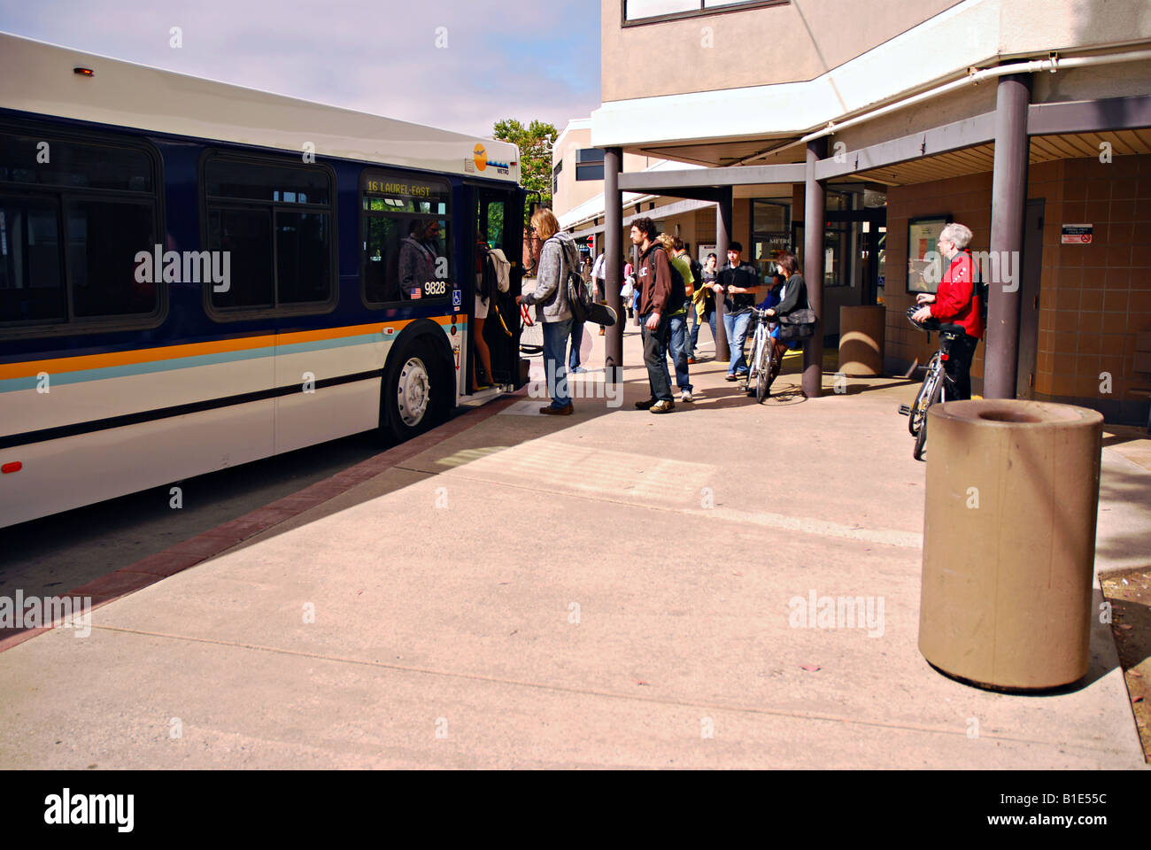 Passengers boarding a public transit bus in Santa Cruz California Stock ...