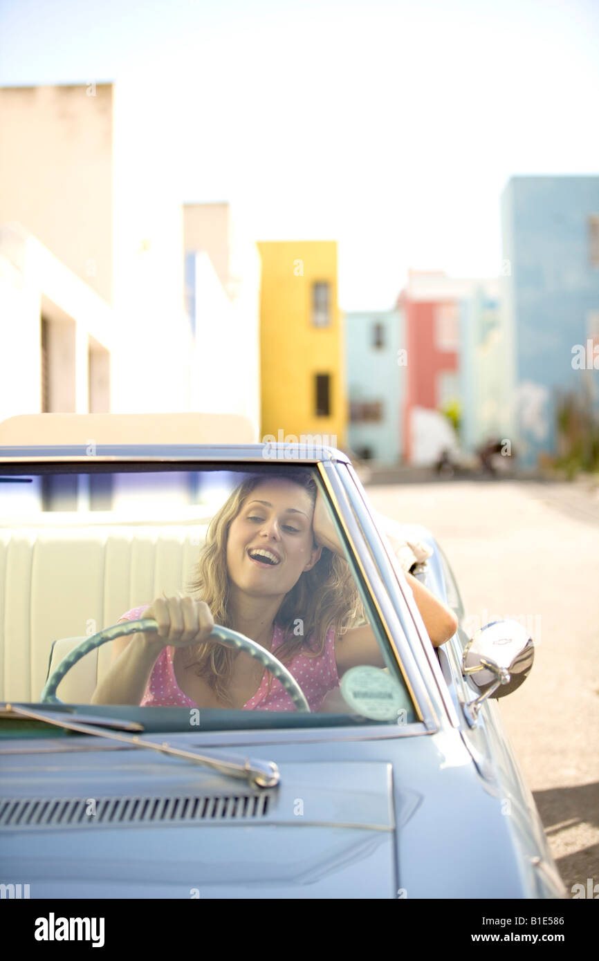woman driving a convertible car Stock Photo - Alamy