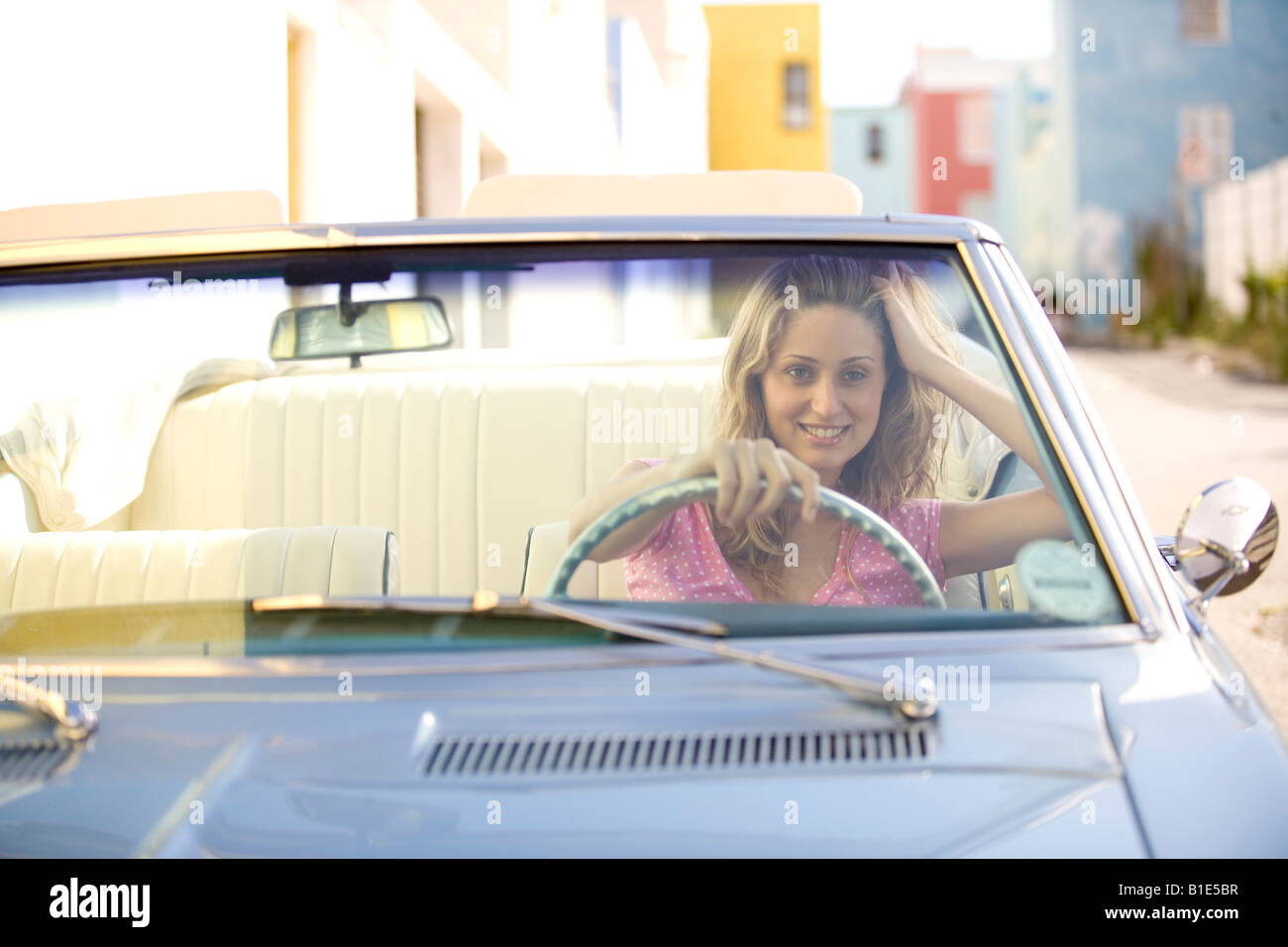woman in convertible car Stock Photo - Alamy