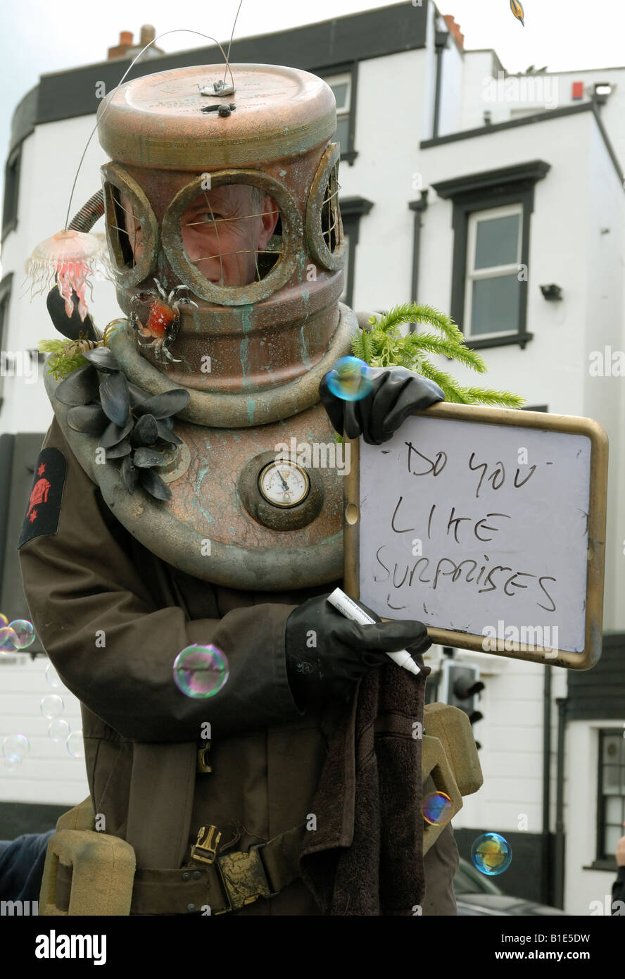 A deep sea diver at the Folkestone Triennial arts festival Stock Photo ...