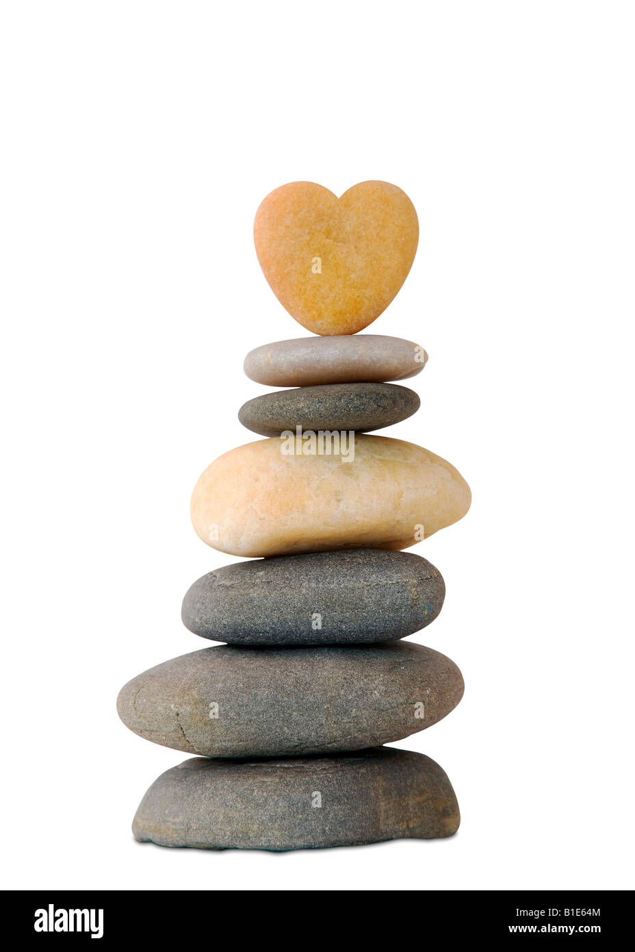 pebbles stacked with a pebble in heart put on top Stock Photo - Alamy