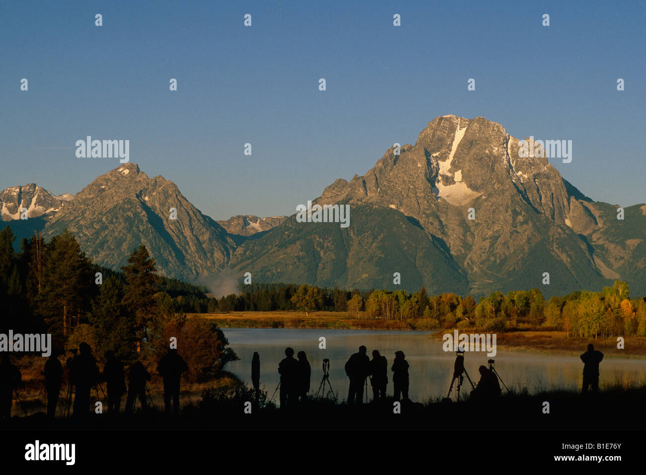 People photographing mountains Grand Teton national Park Wyoming USA ...