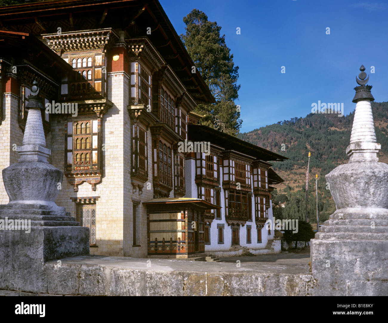 Bhutan Jakar Bumthang Valley Kurjey Lhakhang temple C8th Stock Photo ...
