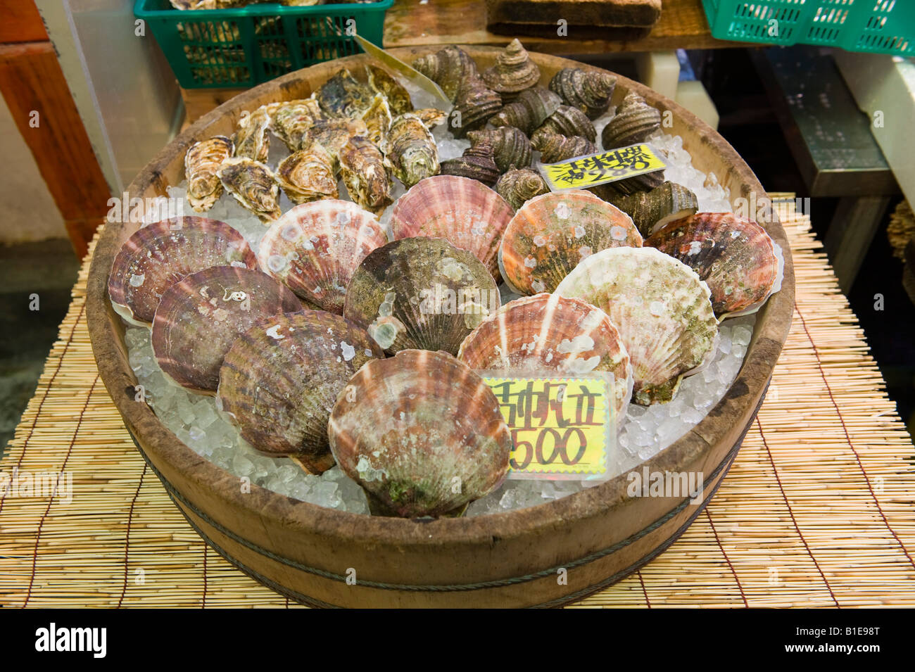 Kyoto, Japan. Nishiki Ichiba market. Shellfish Stock Photo - Alamy