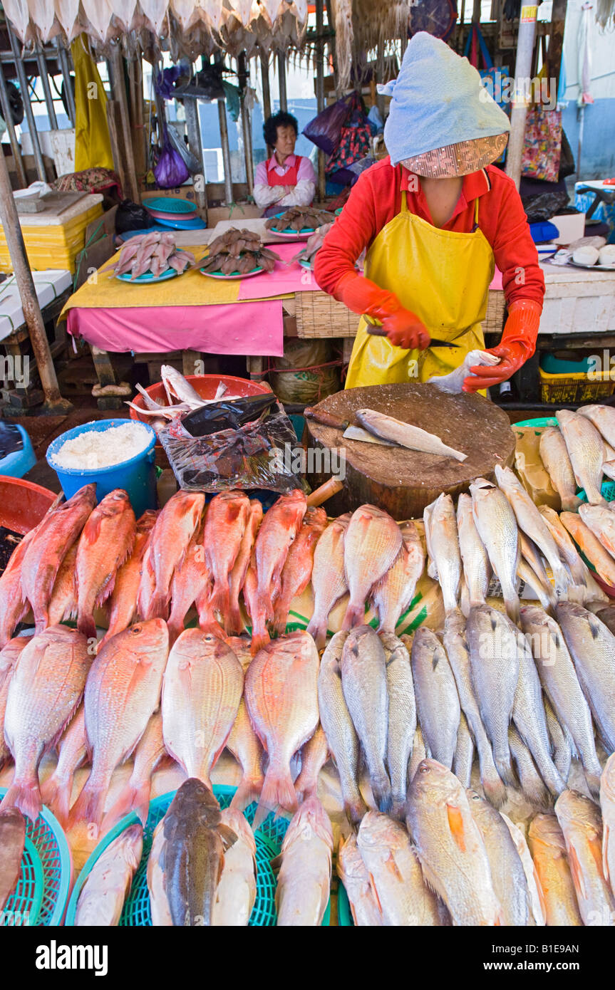 Seafood Vendors at Jagalchi Fish Market, Busan, South Korea Stock Photo ...