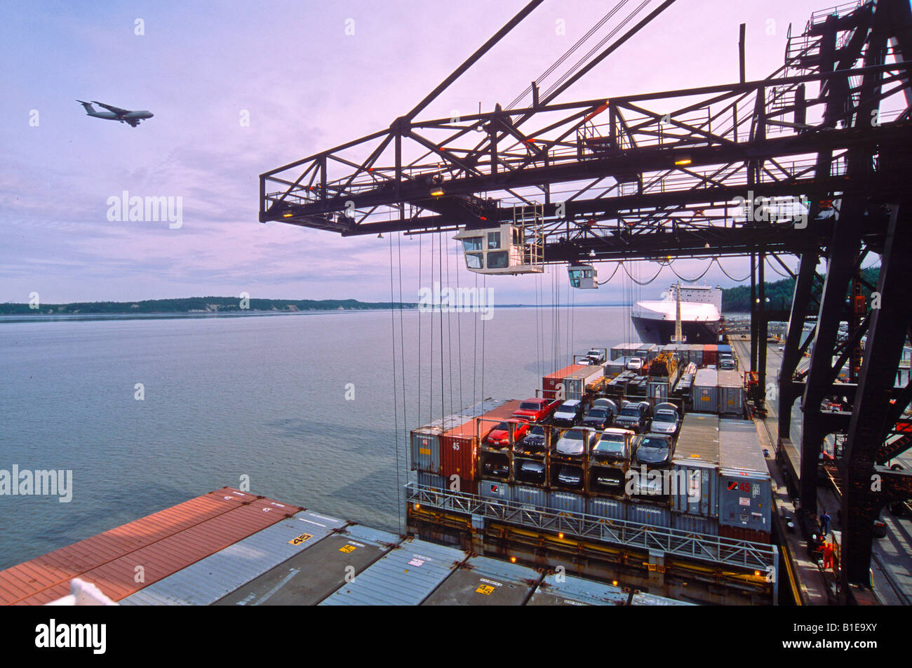 jet landing and container terminal, Anchorage, Alaska Stock Photo - Alamy