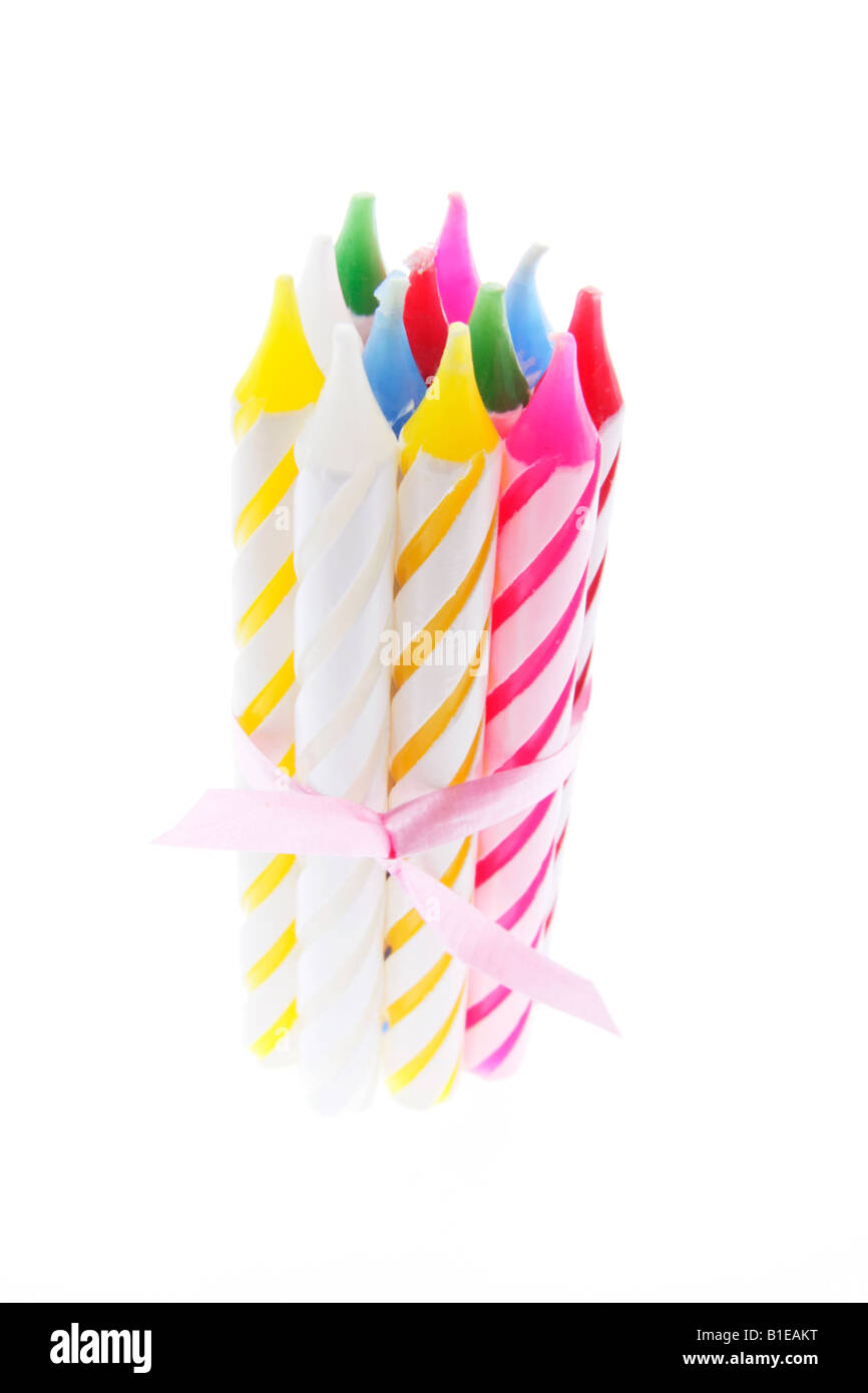 Birthday Candles Tied with Pink Ribbon Stock Photo - Alamy