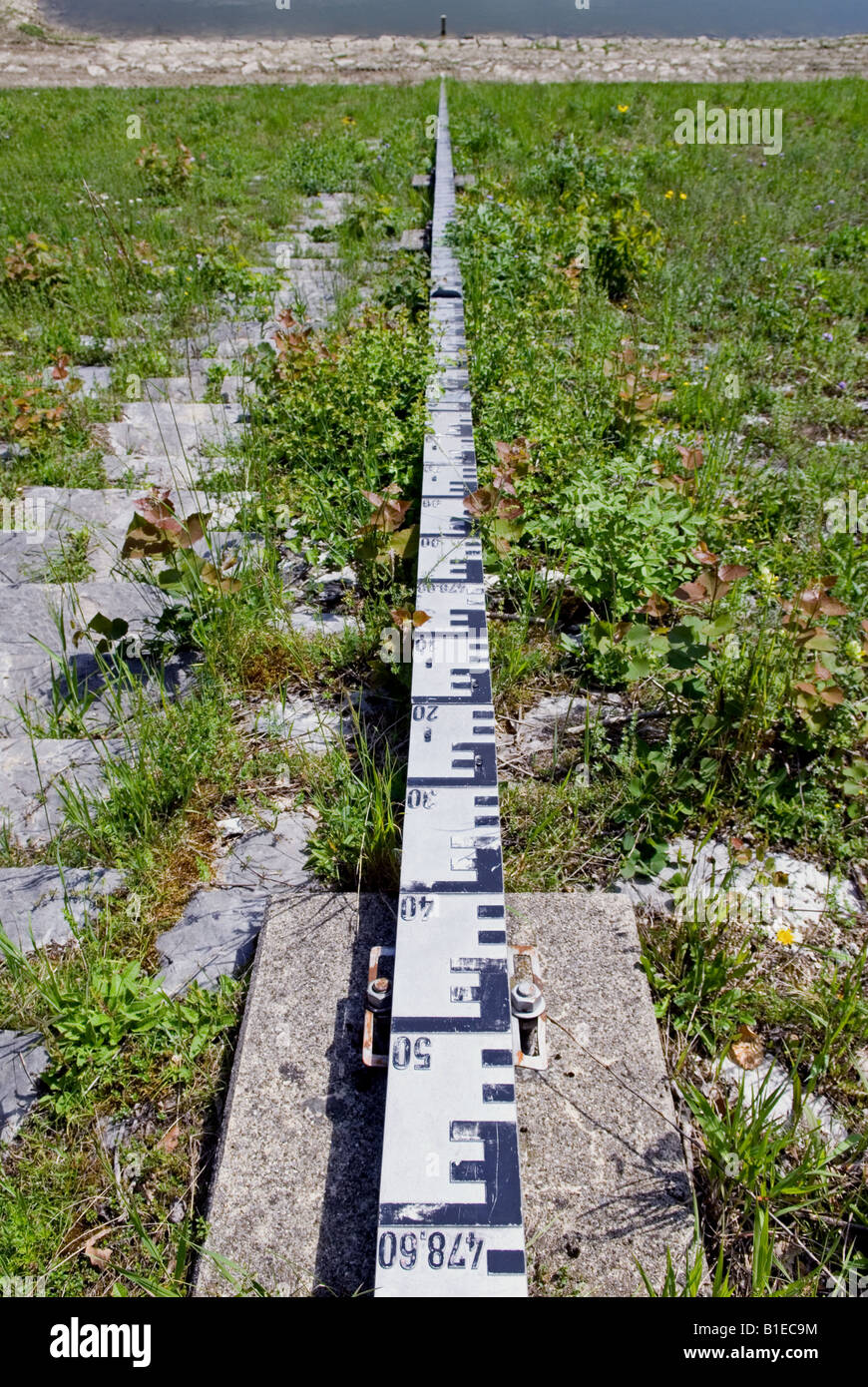 Low water levels at the Surspeicher water reservoir near Teisendorf ...