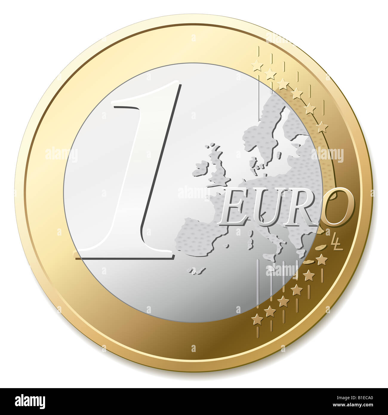 The european union one euro coin detail vector illustration Stock Photo ...