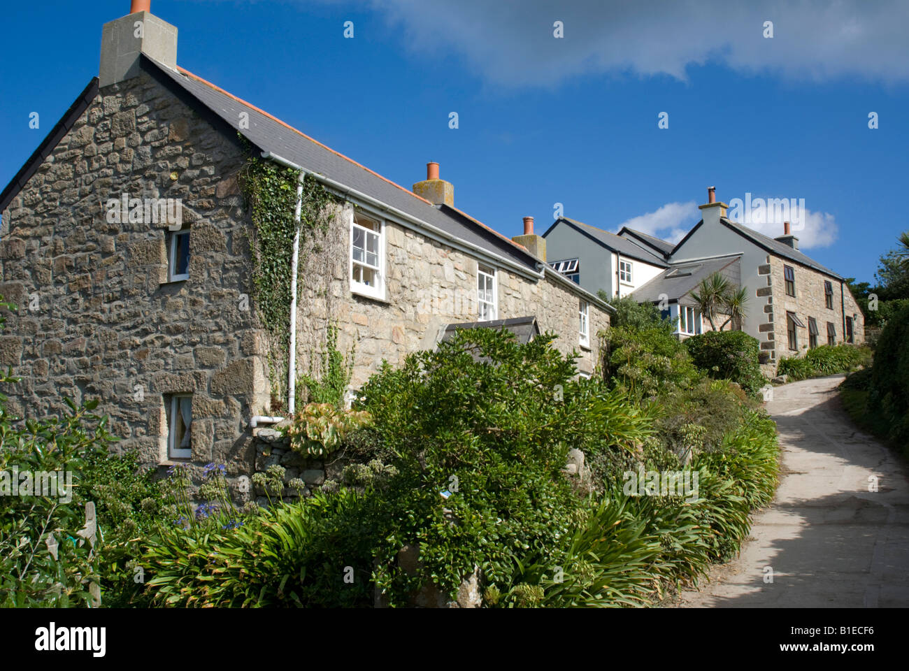 Houses on Bryher, Isles of Scilly Stock Photo - Alamy