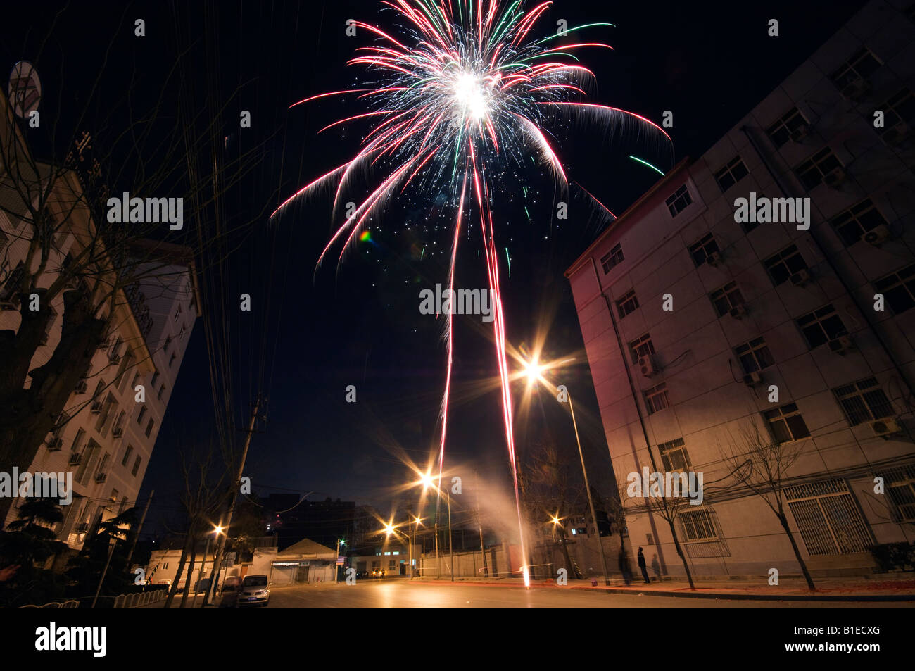 China Beijing Chinese New Year Spring Festival fireworks being let off ...