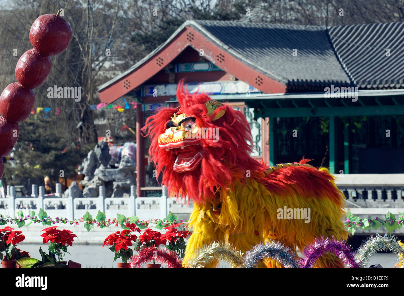 China Beijing Chinese New Year Spring Festival lion dance performers ...