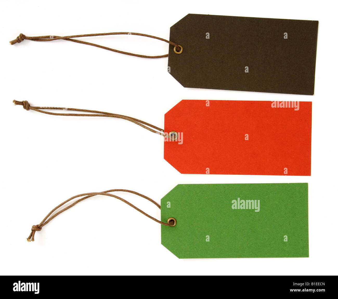 tag with brown rope on white background Stock Photo - Alamy