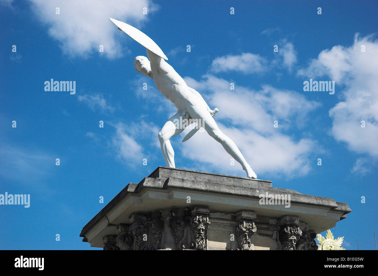 Statue at entrance gate Charlottenburg Palace Berlin Germany April 2008 ...