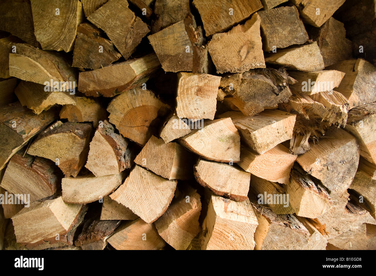 Stack of split logs Hampshire England Stock Photo - Alamy