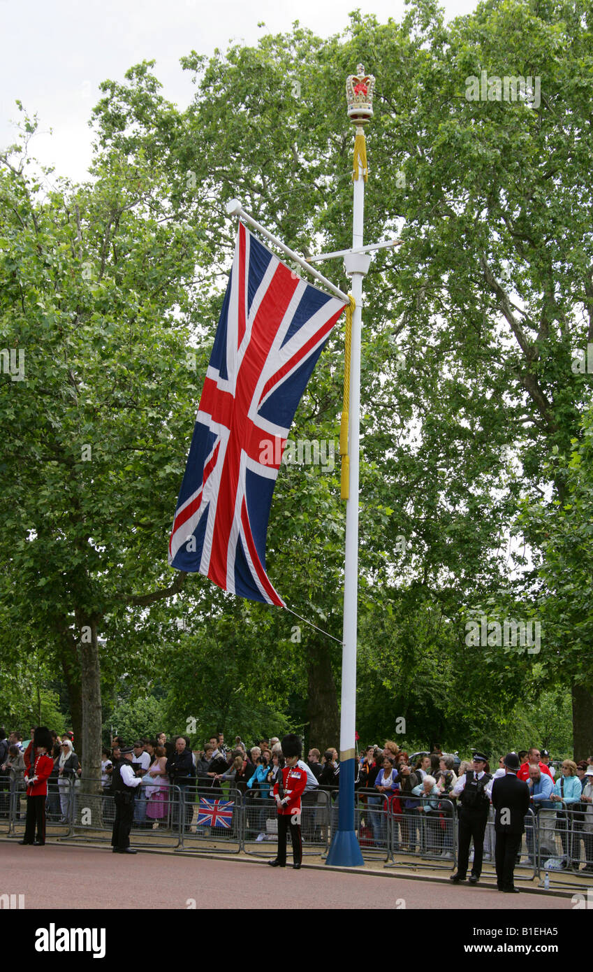 Union Jack Flag Hanging from a Crown Topped Flagstaff on the Mall ...