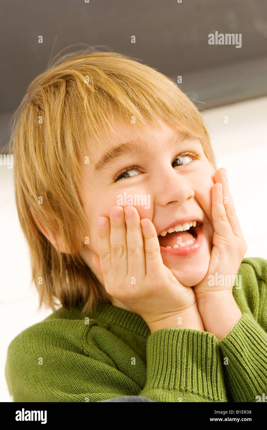 Close-up of a boy laughing Stock Photo - Alamy