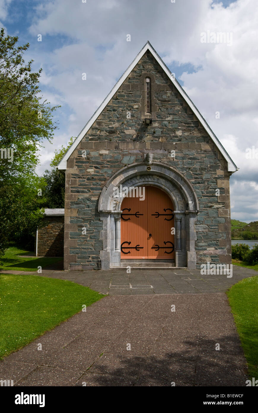 Oratory Church on a lake side Gouganne Barra County Cork Ireland Stock ...