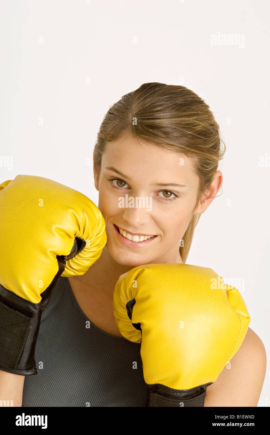 Portrait of a female boxer smiling Stock Photo - Alamy