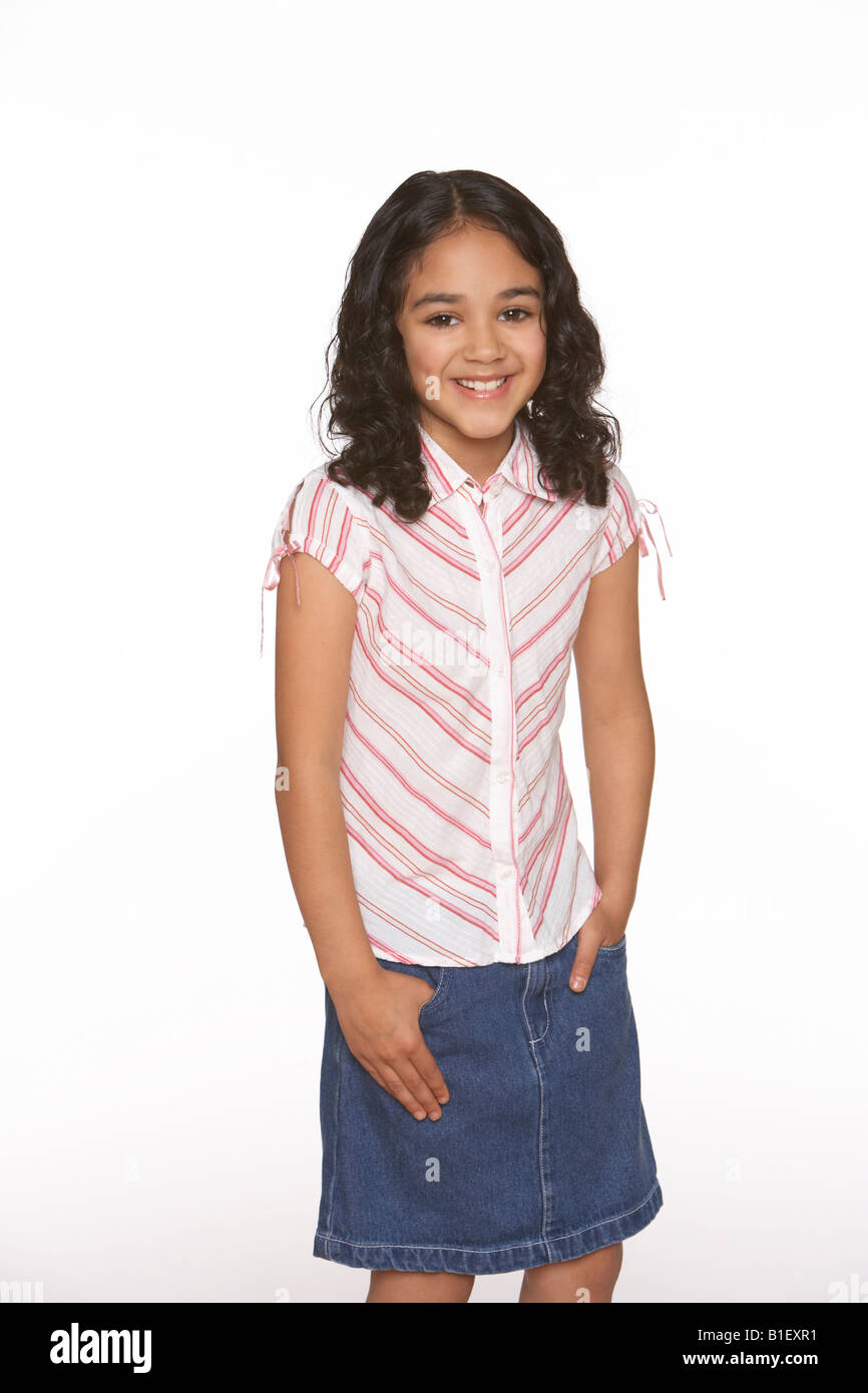 smiling child on white background girl Stock Photo - Alamy